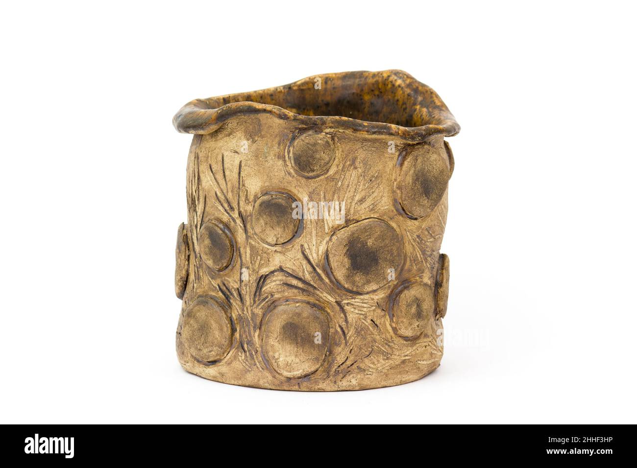 clay pot on white background - handmade pottery Stock Photo - Alamy