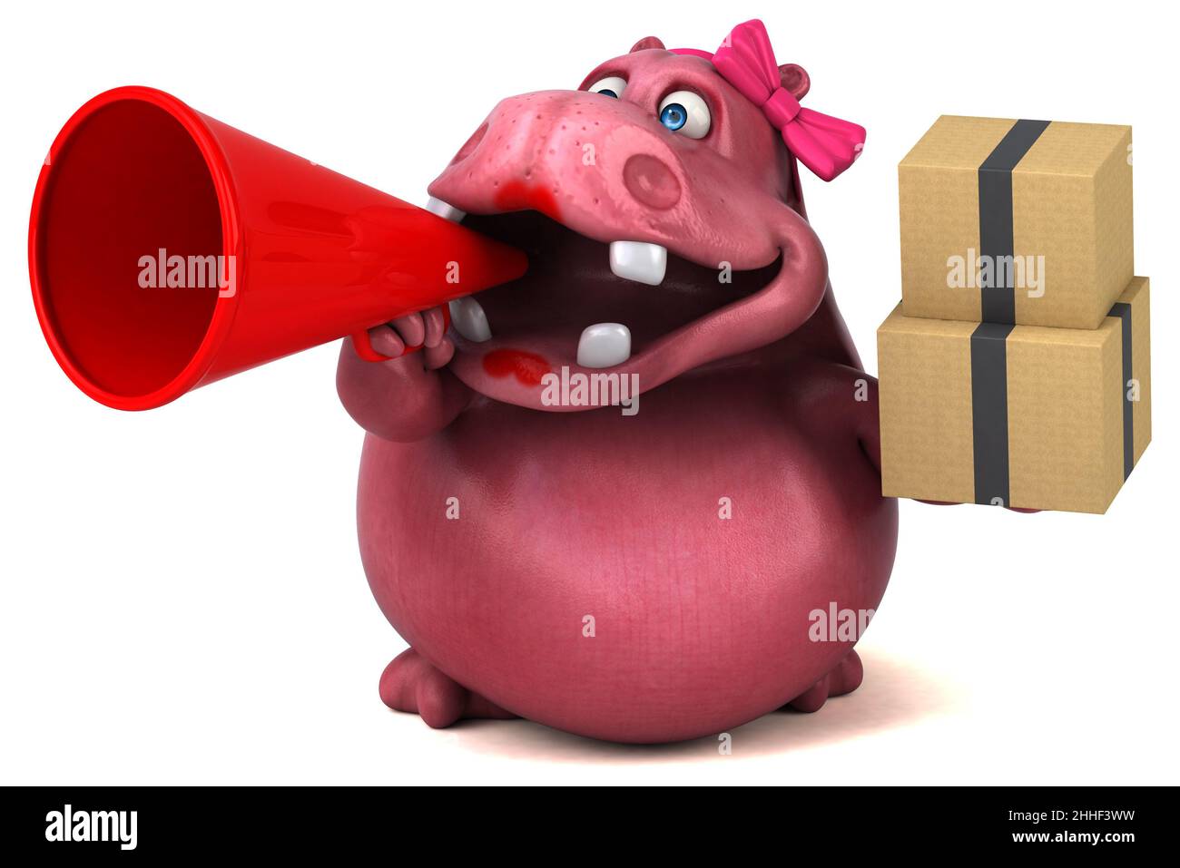 Pink Hippo - 3D Illustration Stock Photo - Alamy