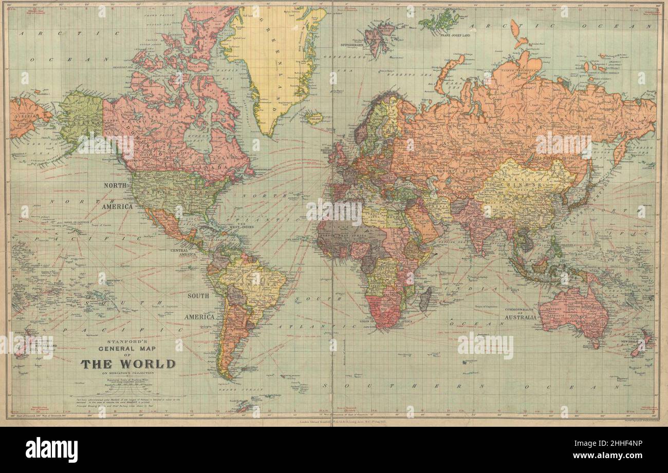 Stanford's general map of the world hi-res stock photography and images ...