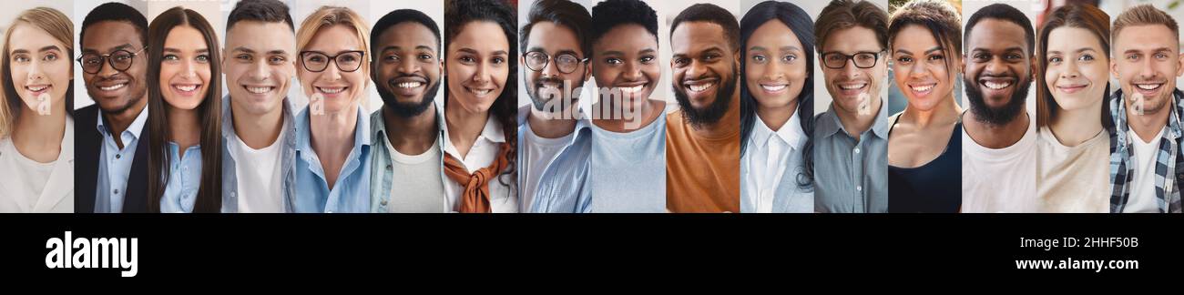 Set of young multiethnic people photos, panorama Stock Photo - Alamy