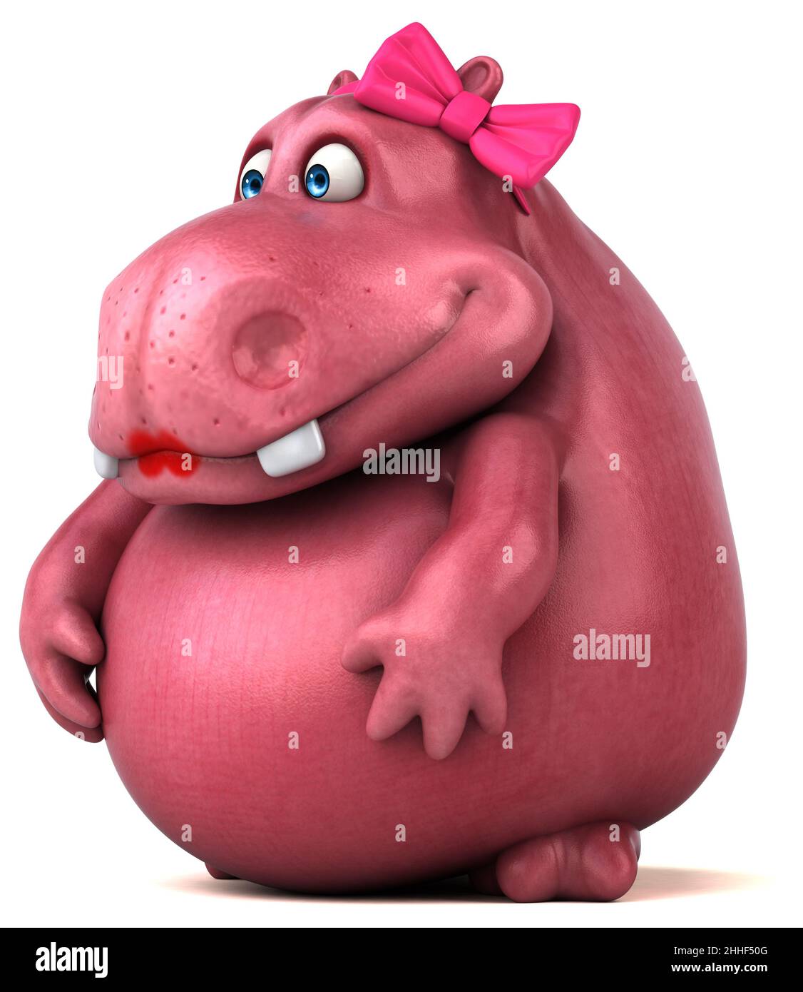 Pink Hippo - 3D Illustration Stock Photo - Alamy