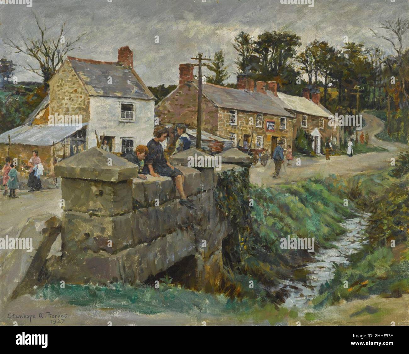 Stanhope Forbes - The old Bridge of Relebbus 1927 Stock Photo - Alamy
