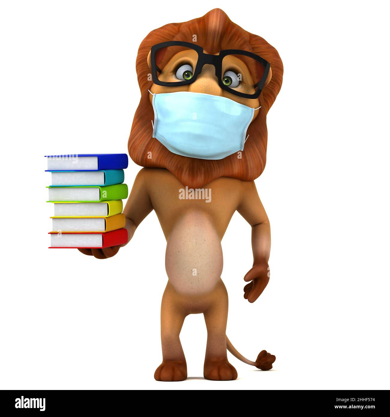 Fun 3D illustration of a cartoon Lion with a mask Stock Photo - Alamy