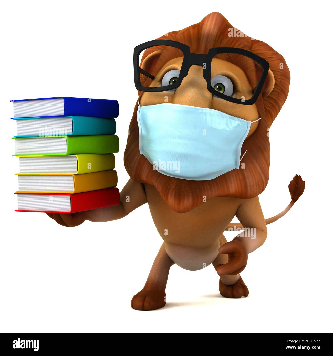 Fun 3D illustration of a cartoon Lion with a mask Stock Photo - Alamy