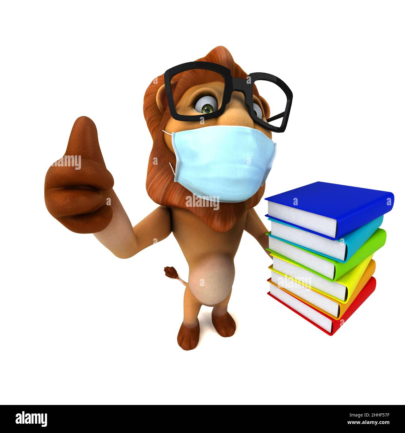 Fun 3D illustration of a cartoon Lion with a mask Stock Photo - Alamy