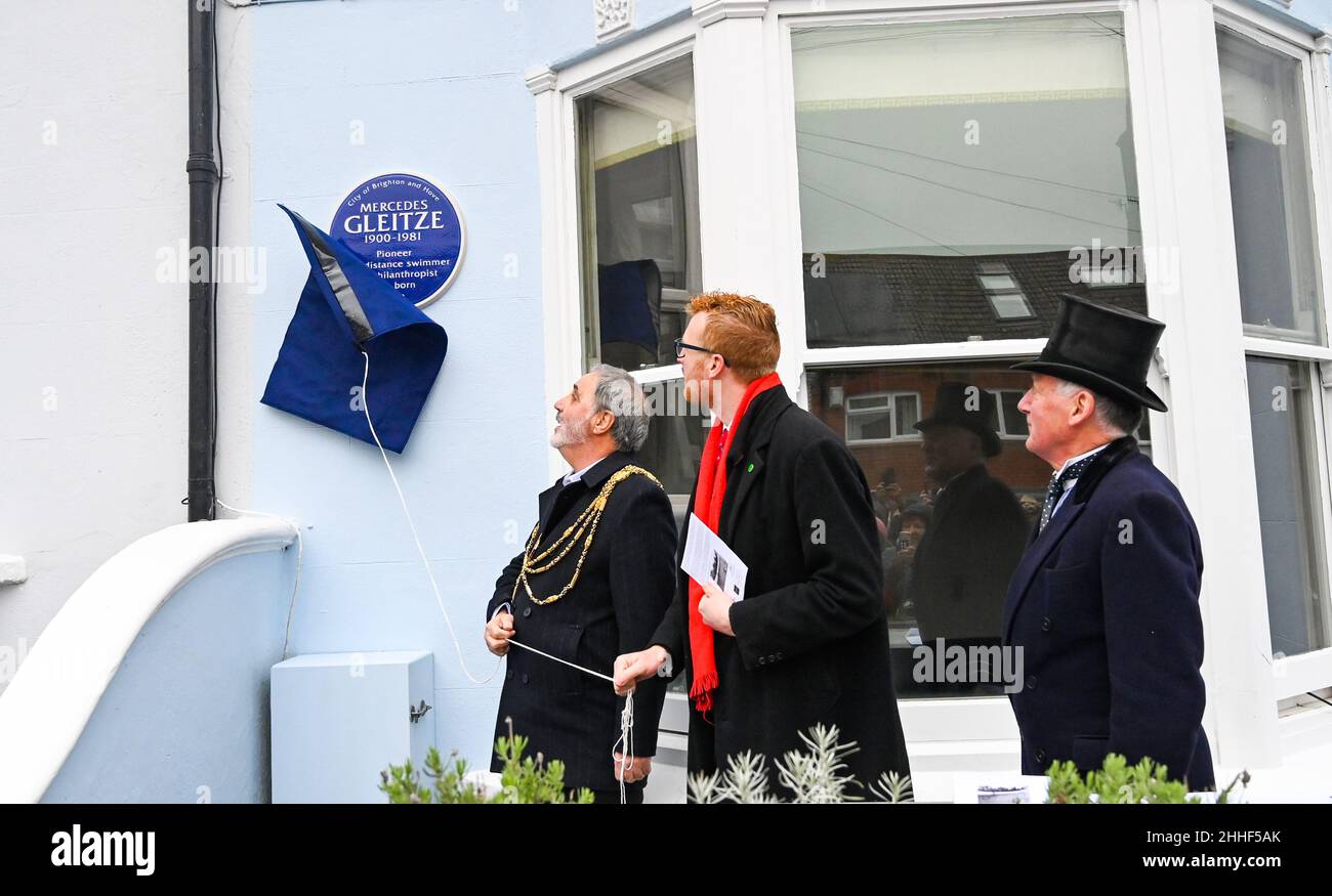 Brighton UK 24th January 2022 - Mayor of Brighton and Hove Cllr Alan ...