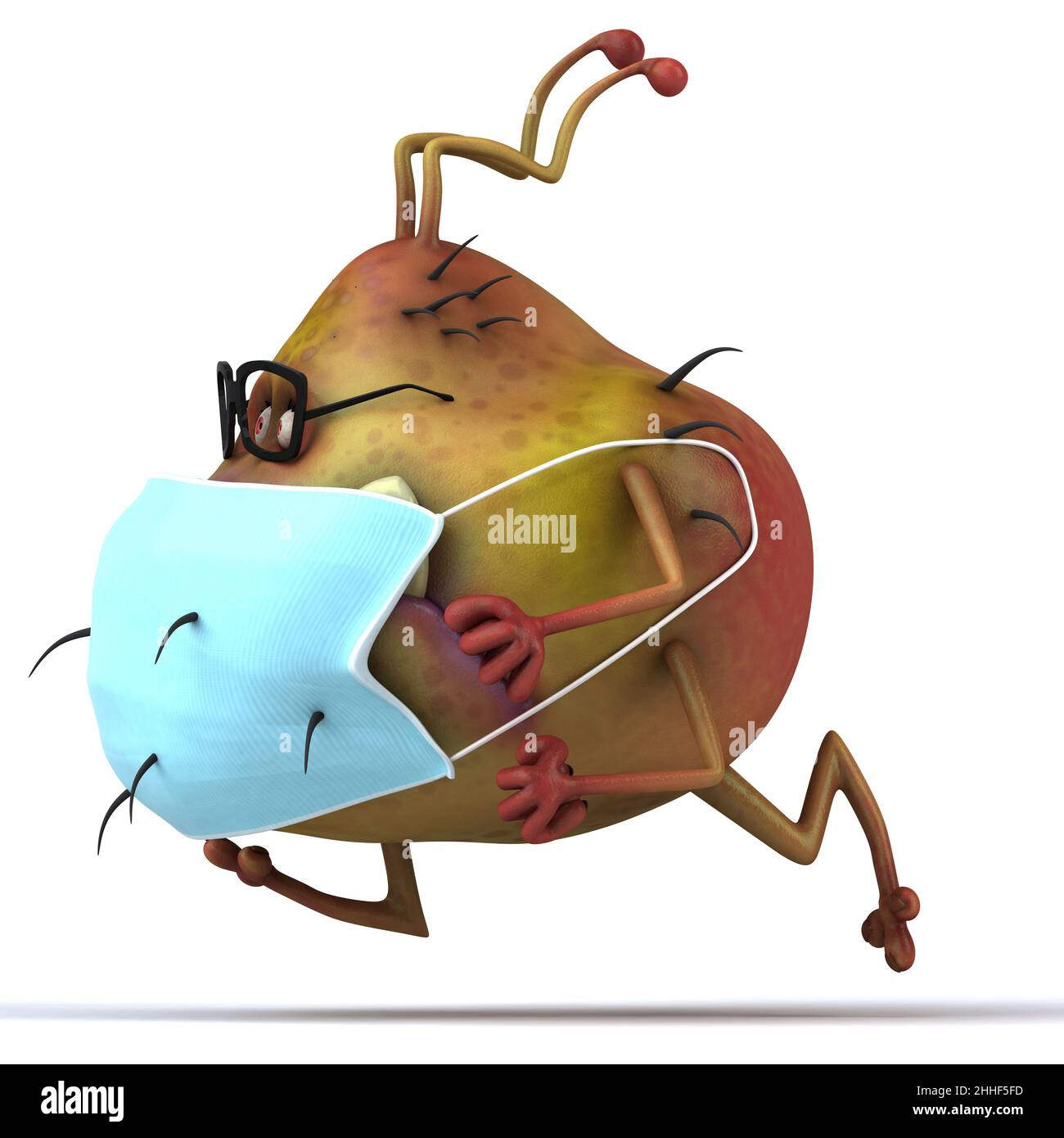 Fun 3D illustration of a cartoon microbe with a mask Stock Photo - Alamy