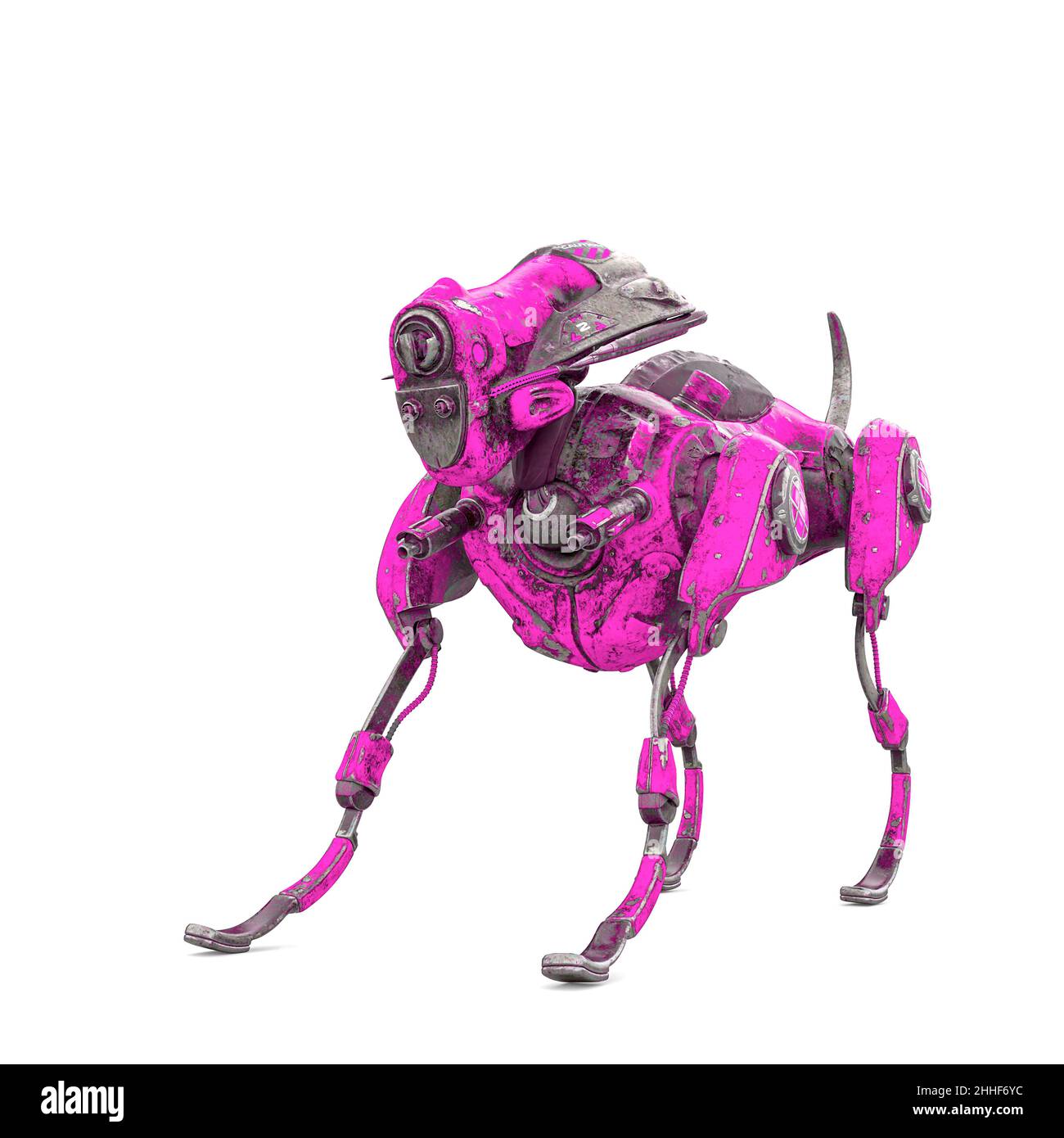 cyber watchman dog in arch back pose, 3d illustration Stock Photo - Alamy