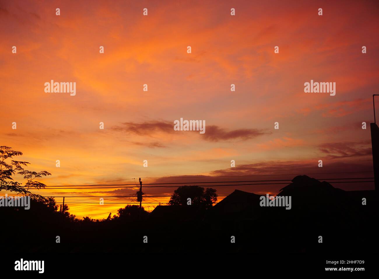 beautiful sunset showing a gradient color of orange and blue Stock ...