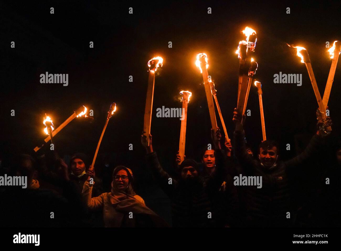 Kathmandu, Nepal. 24th Jan, 2022. Cadres from the Biplov-led Nepal ...