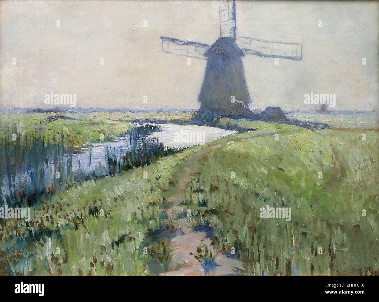 Stanley, Landscape with windmills Stock Photo - Alamy