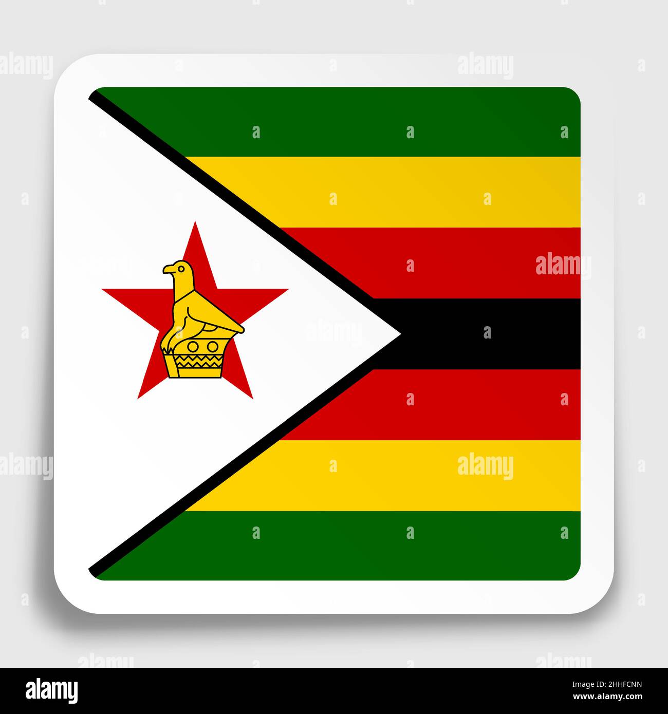 Zimbabwe flag icon on paper square sticker with shadow. Button for ...