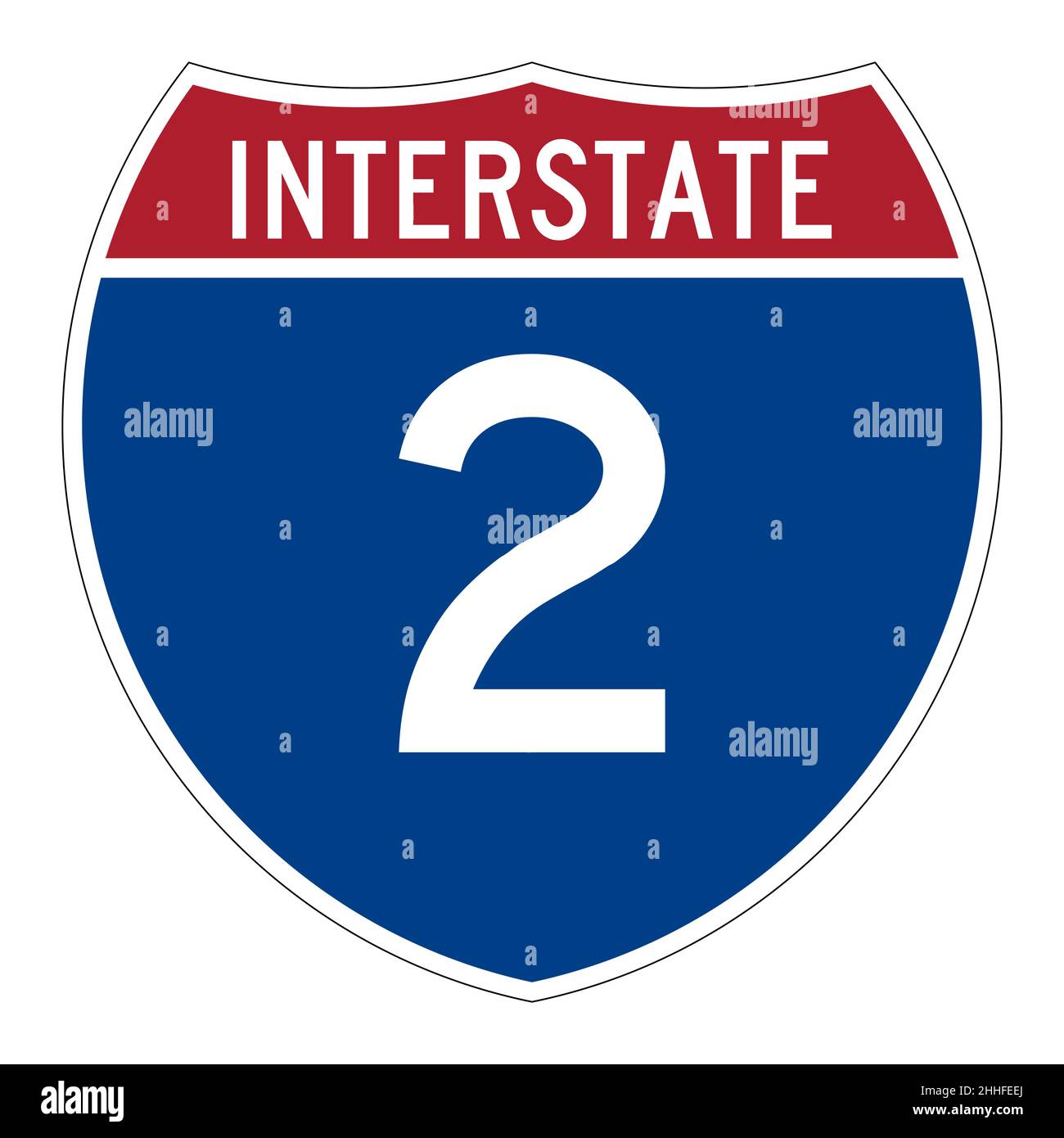 Interstate highway 2 road sign Stock Photo - Alamy