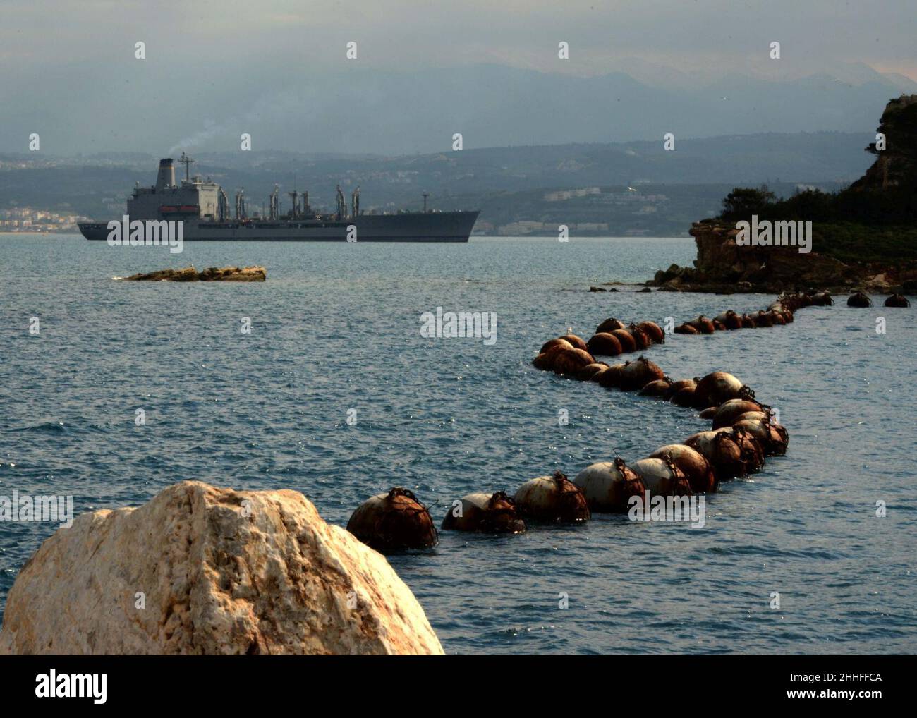 Starboard beam view of USNS Kanawha (T-AO-196) in Souda Bay 160209 ...