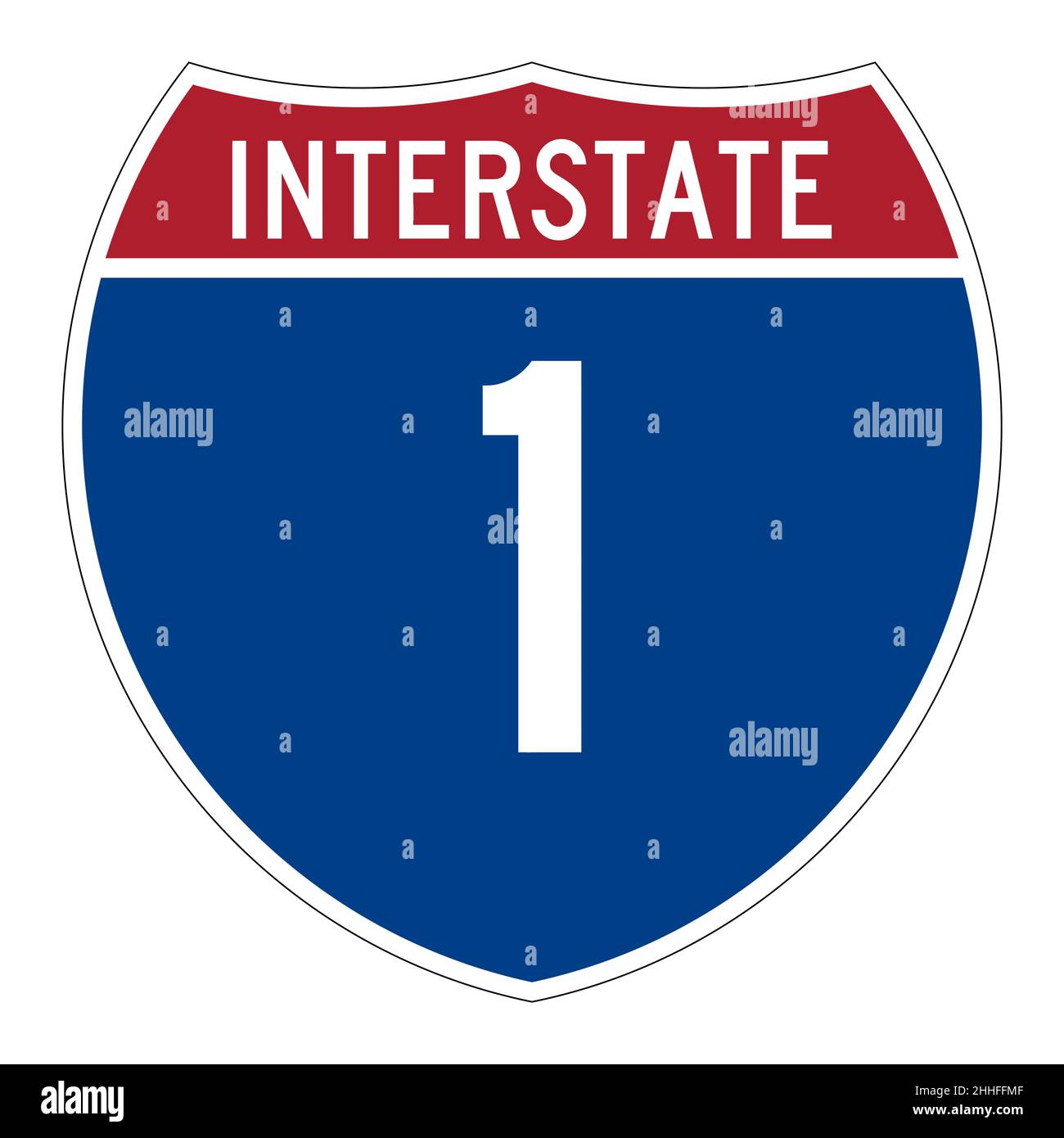 Interstate highway 1 road sign Stock Photo - Alamy