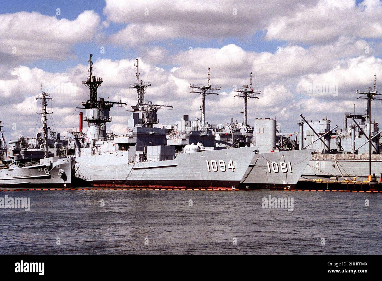 Starboard partial view of USS Pharris (FF-1094) and USS Aylwin (FF-1081 ...