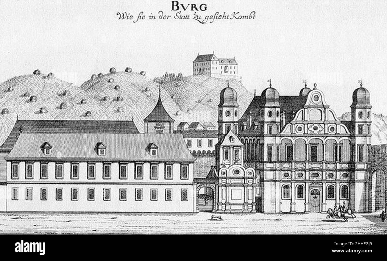 Stari in mestni grad Maribor v Vischerjevi topografiji leta 1686 Stock ...