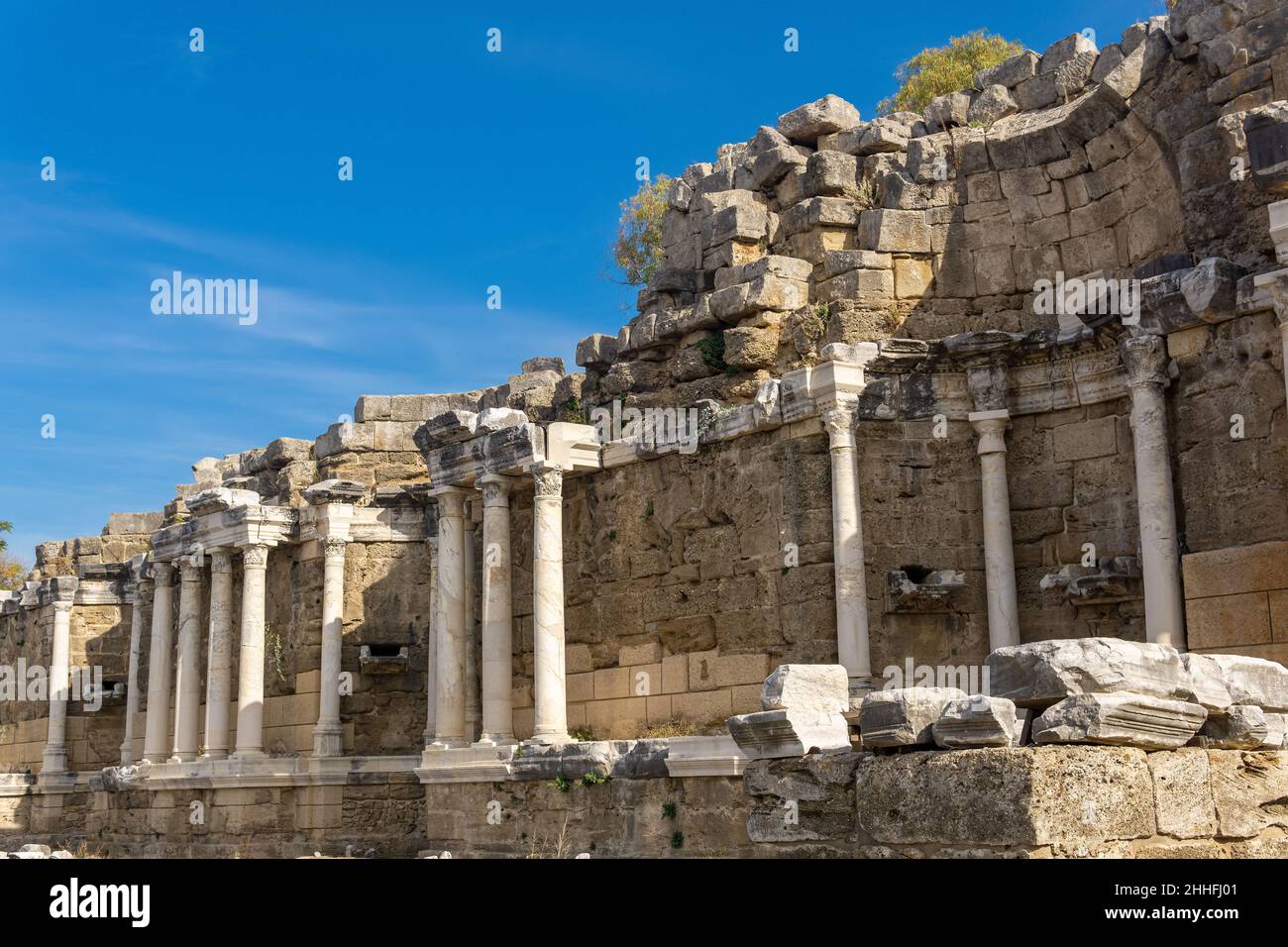 ruins of the ancient Roman nymphaeum - a sacred artificial grotto with ...