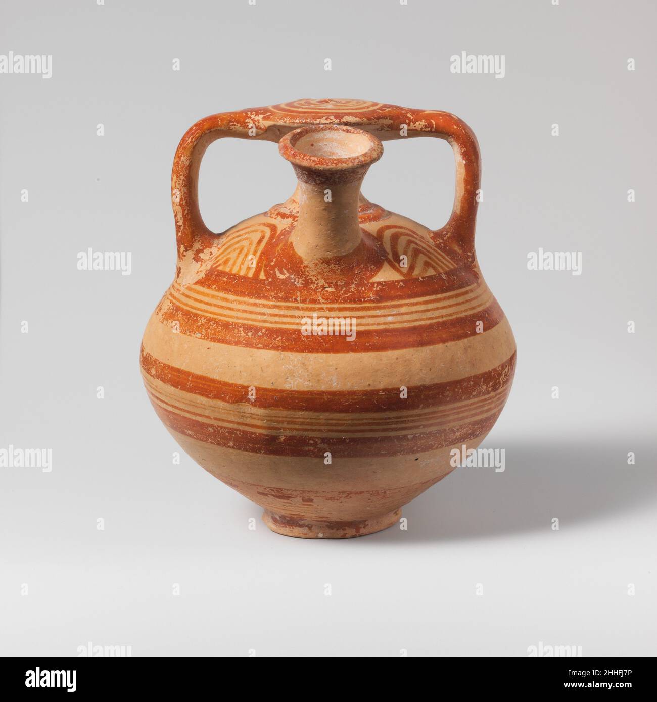 Terracotta stirrup jar ca. 1400–1050 B.C. Mycenaean Parallel circles ...