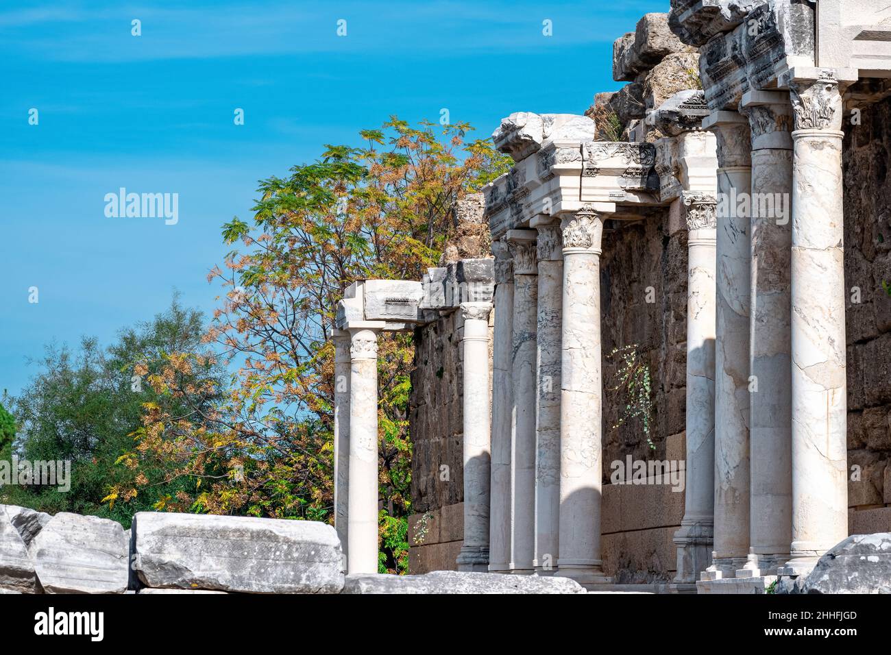 ruins of the ancient Roman nymphaeum - a sacred artificial grotto with ...
