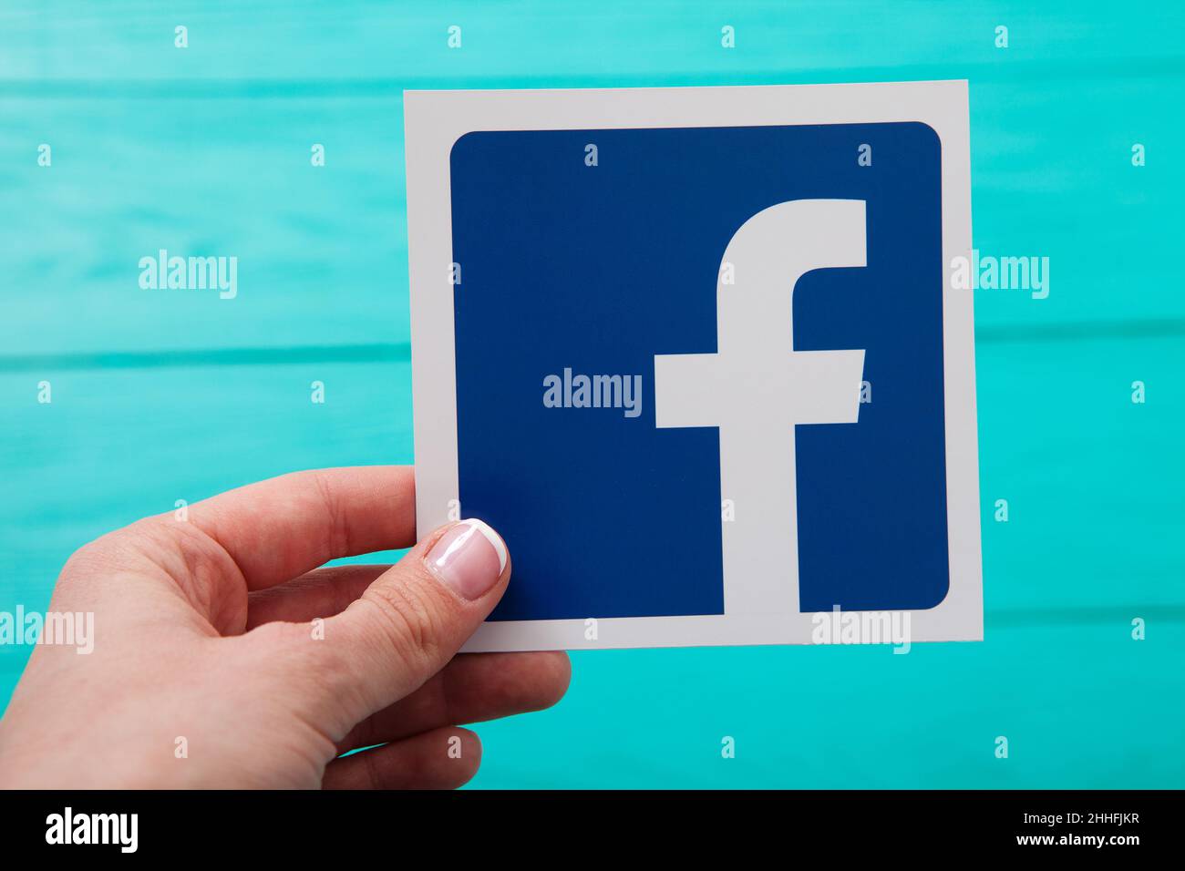 KIEV, UKRAINE - MARCH 10, 2017. Facebook logotype printed on paper ...