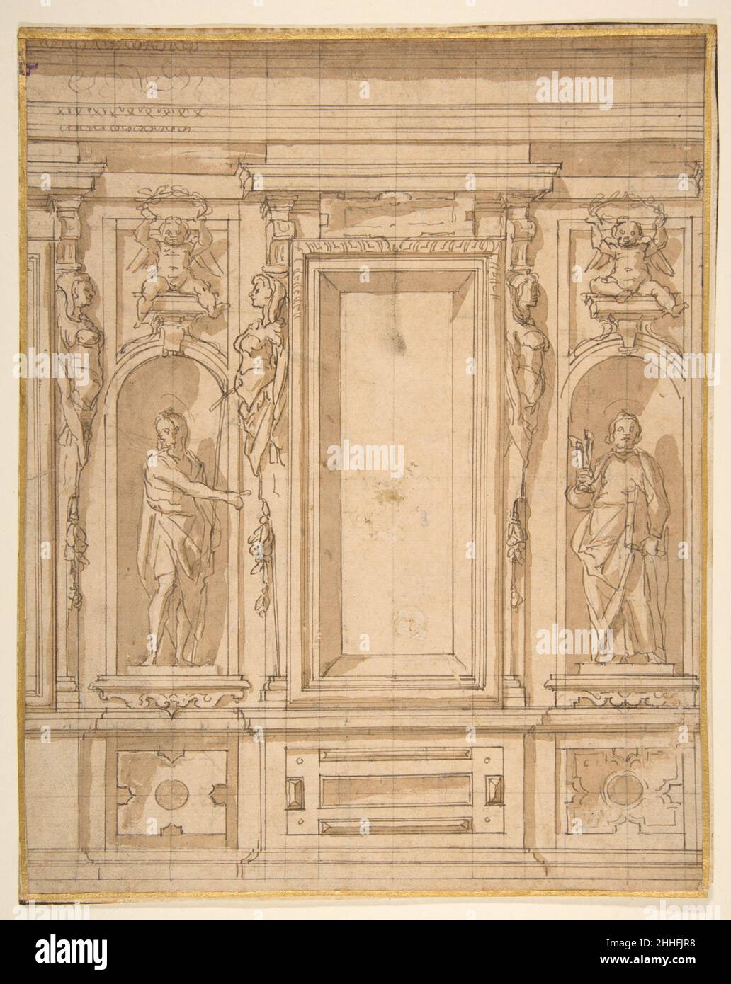 Wall Elevation with a Window and Statues of Saint John the Baptist and ...