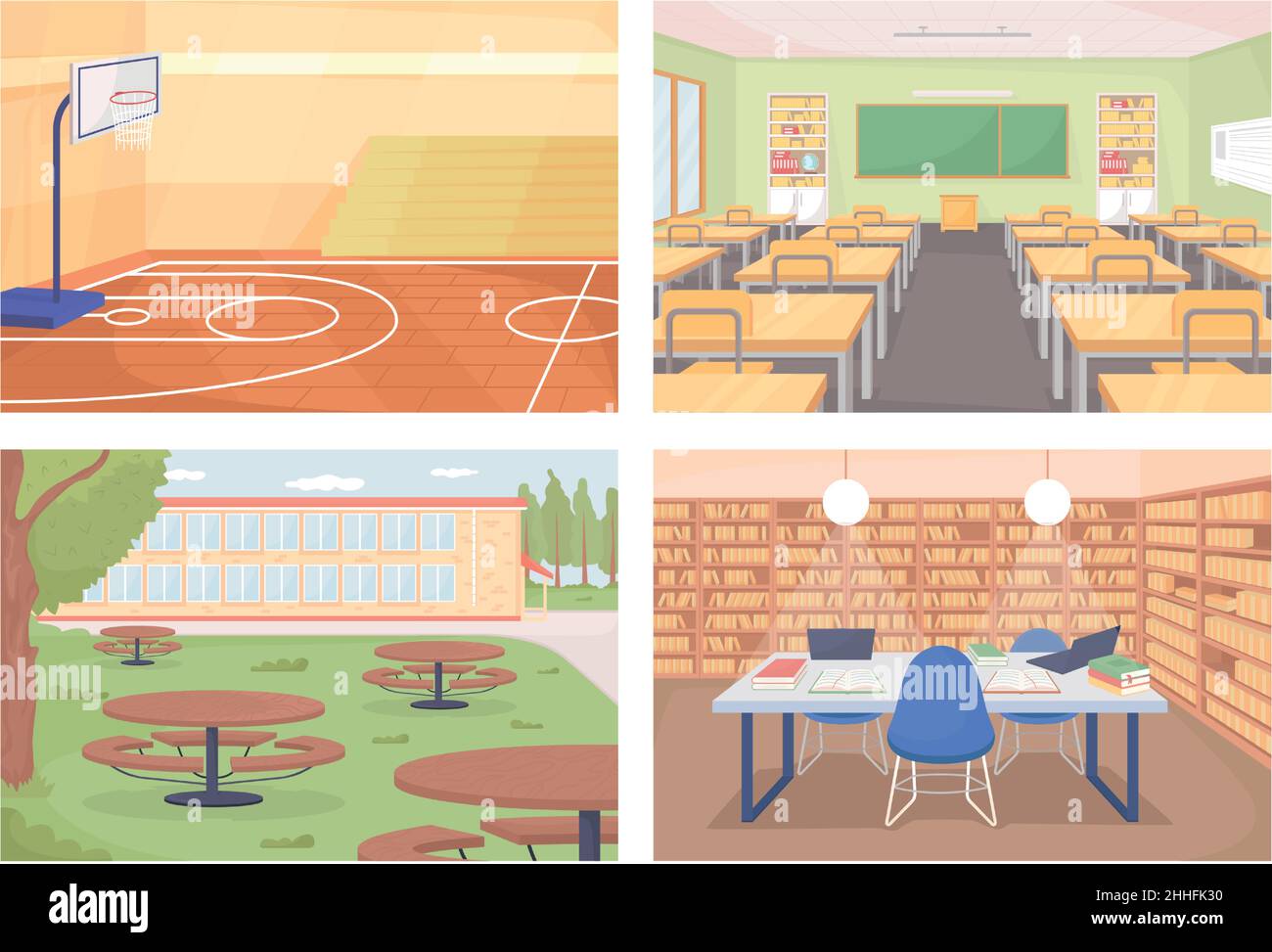 High school flat color vector illustration set Stock Vector Image & Art ...