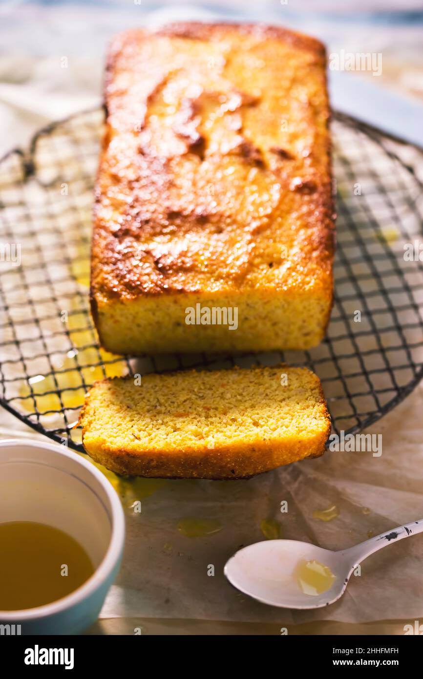 Orange polenta cake with orange syrup Stock Photo - Alamy