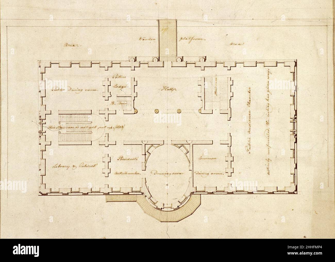 State floor plan - White House - 1803 Stock Photo - Alamy