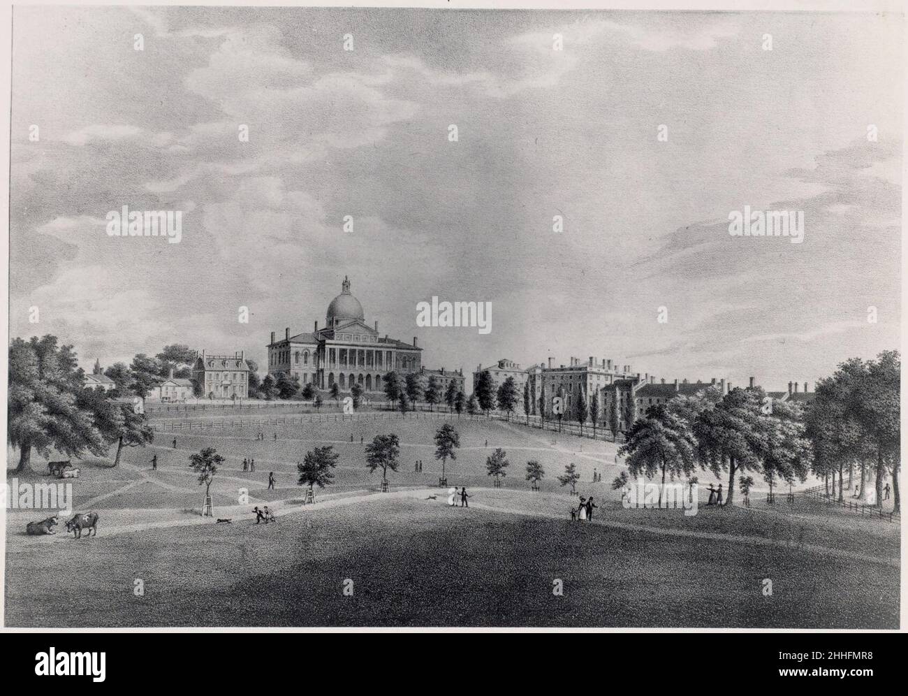 State House, Beacon Hill, from Common, built 1798, Chas. Bulfinch ...