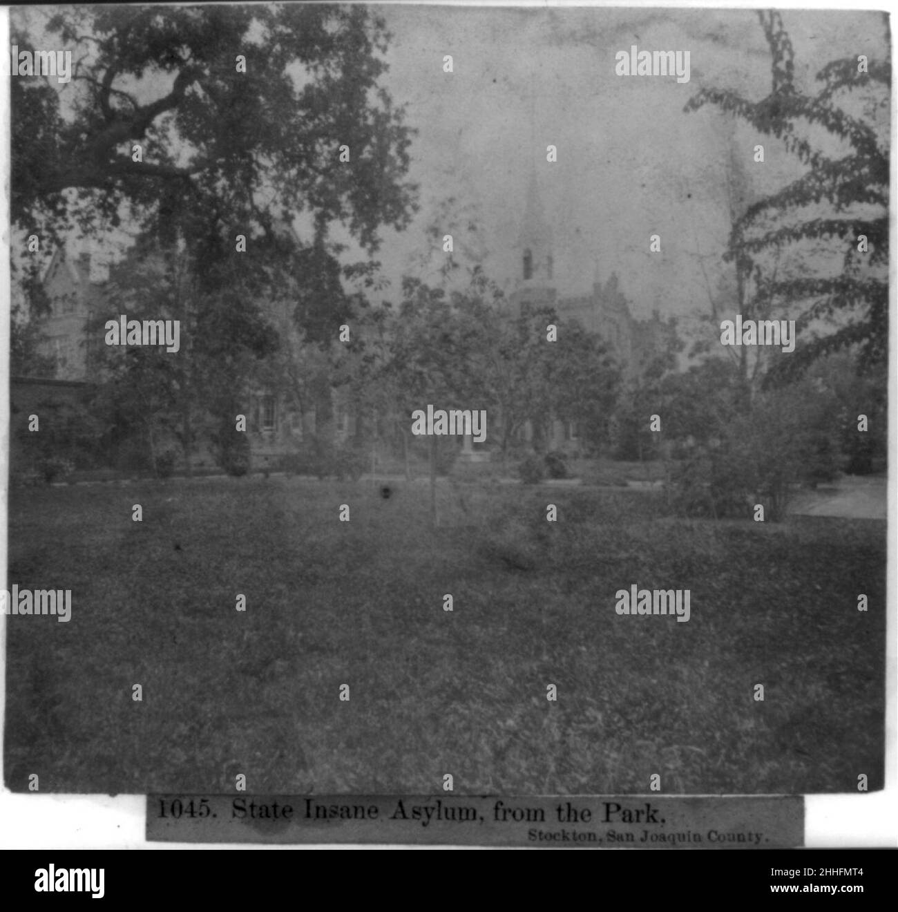 State Insane Asylum, from the Park, Stockton, San Joaquin County Stock ...