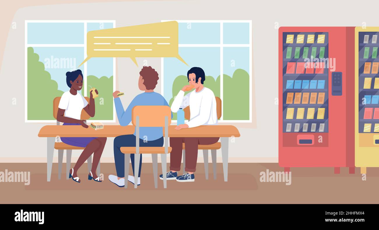 Students on lunch break flat color vector illustration Stock Vector ...