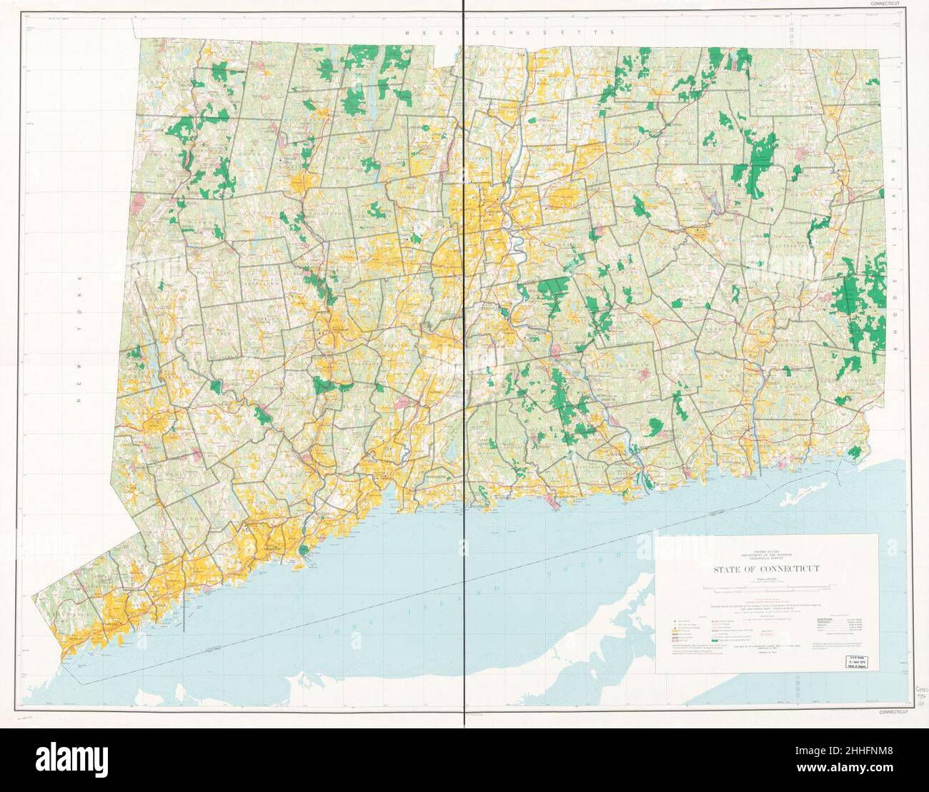 State of Connecticut- Base map with highways and contours Stock Photo - Alamy