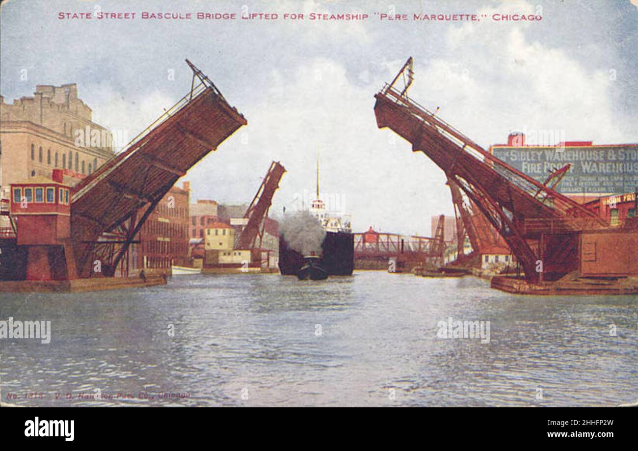 State Street Bascule Bridge Lifted For Steamship '' Pere Marquette ...
