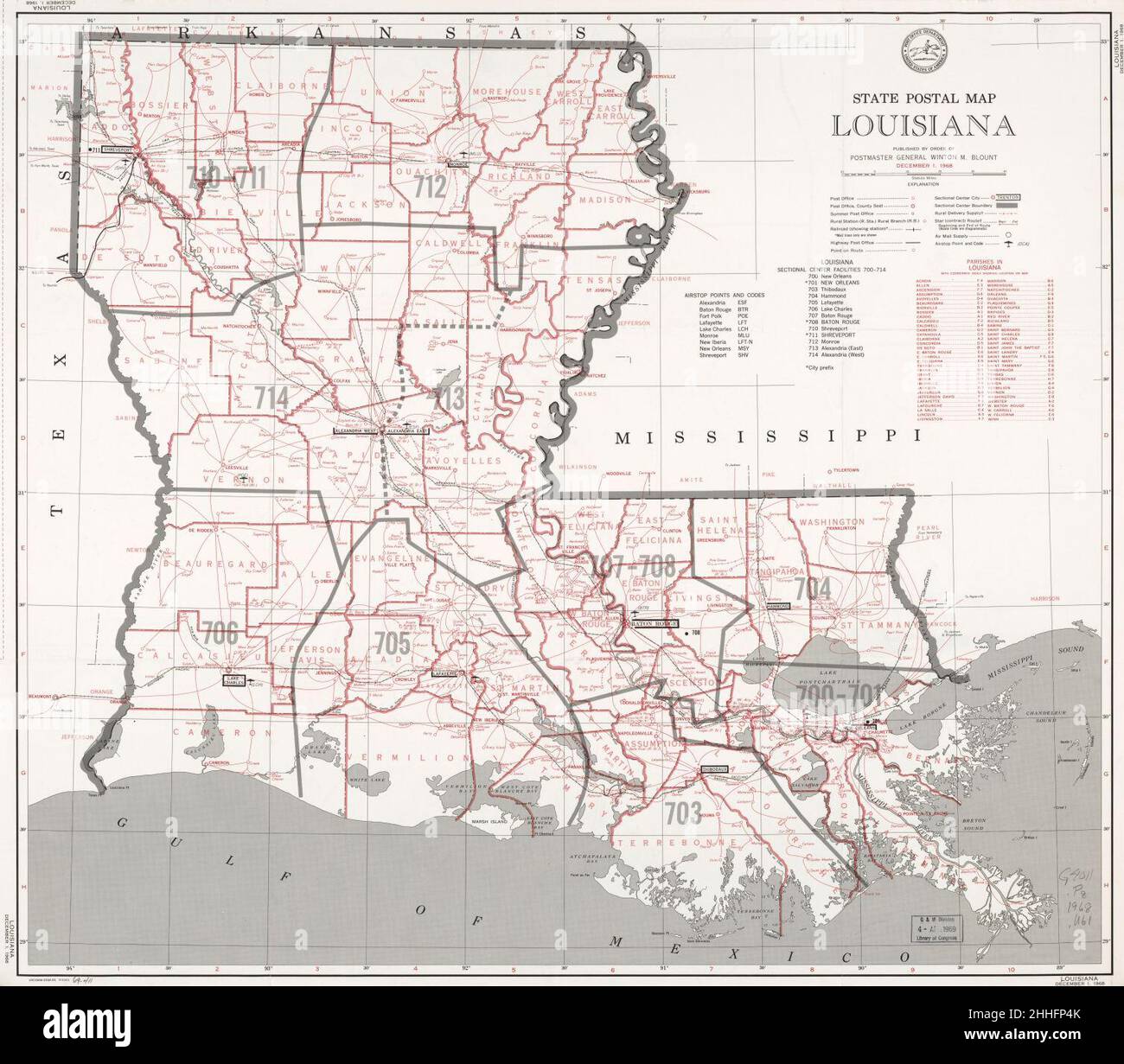 State postal map, Louisiana Stock Photo - Alamy