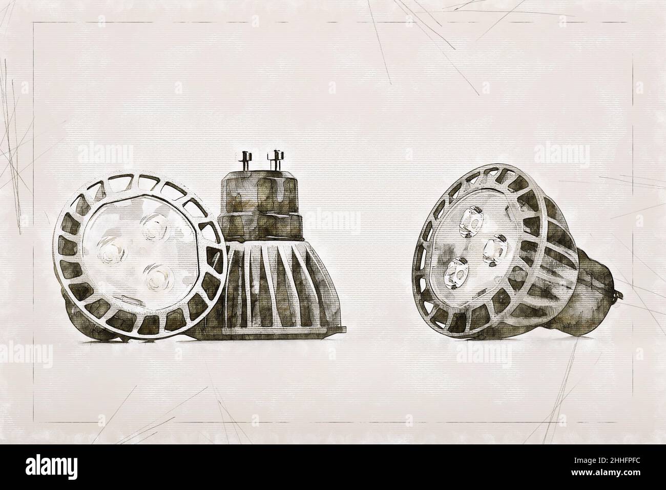 illustration sketch of Energy saving LED light bulb Stock Photo - Alamy