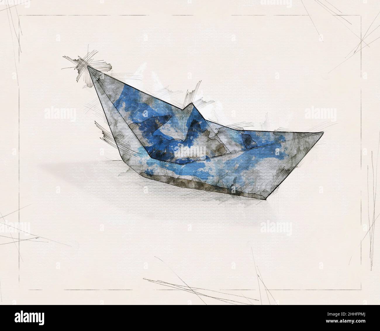 illustration Sketch of a Boat in origami Stock Photo - Alamy