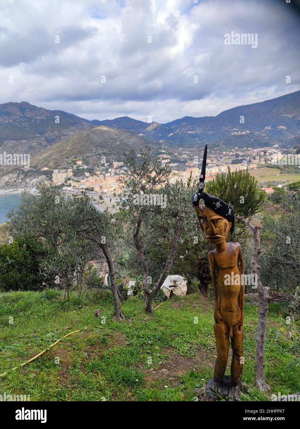 Pirate wood carved statue in levanto cinque terre italy liguria Stock ...