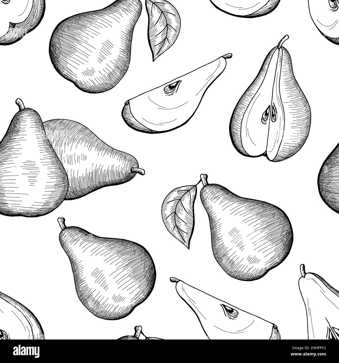 Pear fruit graphic black white seamless pattern sketch illustration ...