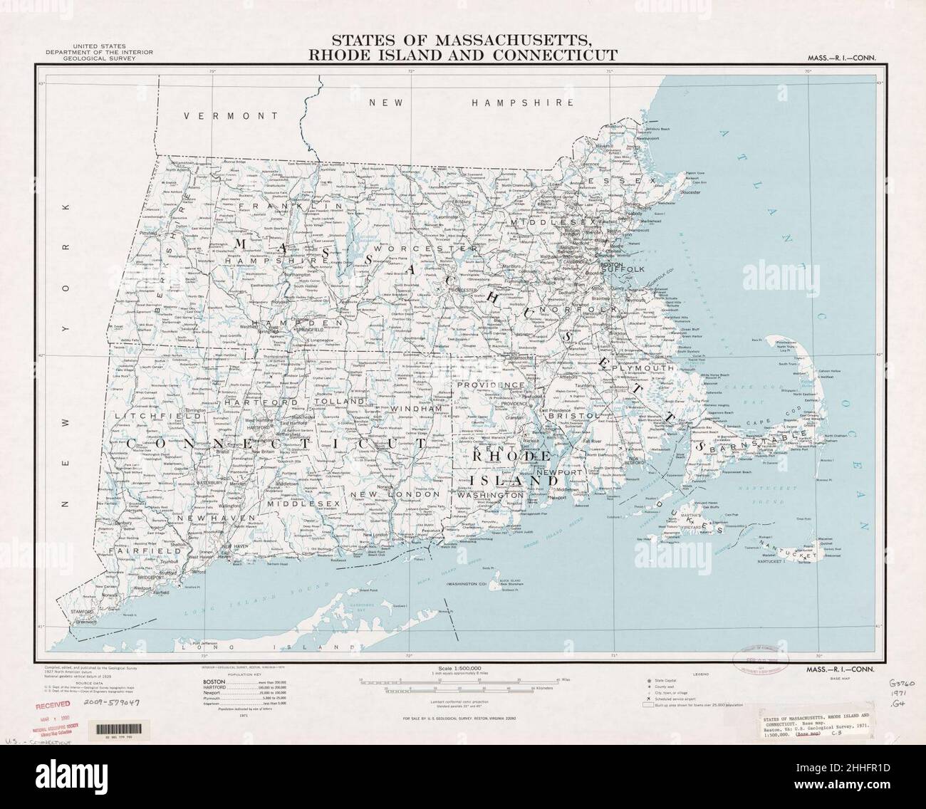 States of Massachusetts, Rhode Island, and Connecticut - base map Stock ...
