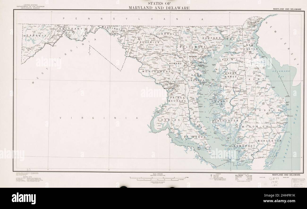 States of Maryland and Delaware - base map Stock Photo - Alamy