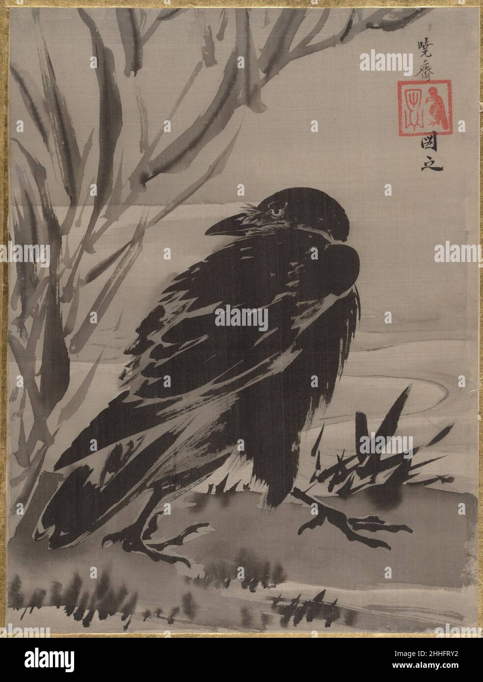 Crow and Reeds by a Stream ca. 1887 Kawanabe Kyōsai Japanese. Crow and ...
