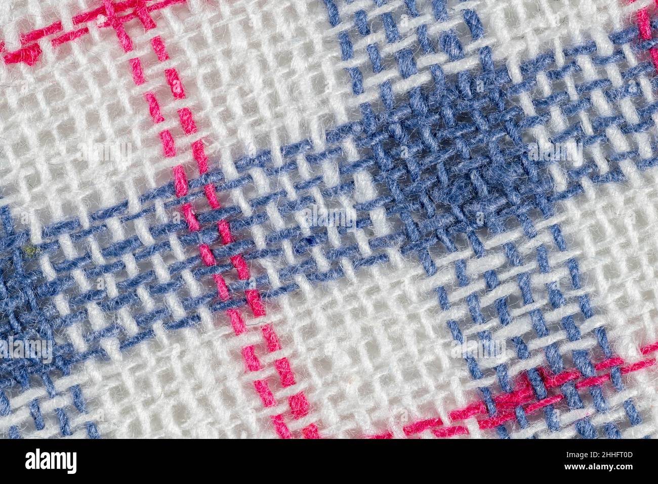 Macro close-up of 100% cotton tea towel fabric, showing cloth warp and ...