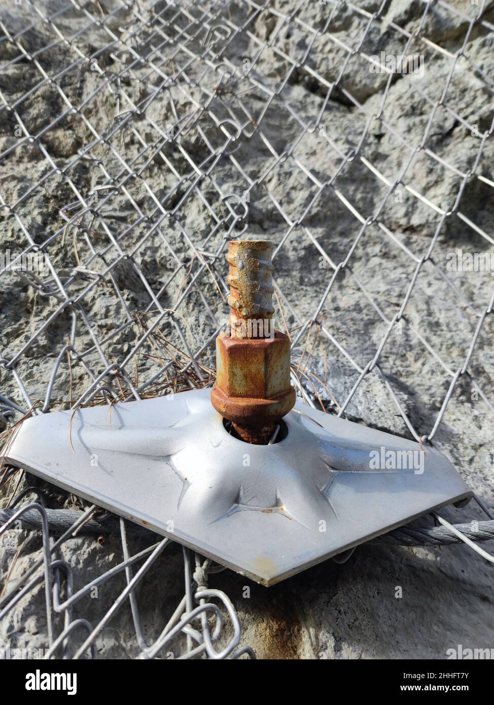 Steel net at slope hill for road protection hi-res stock photography ...