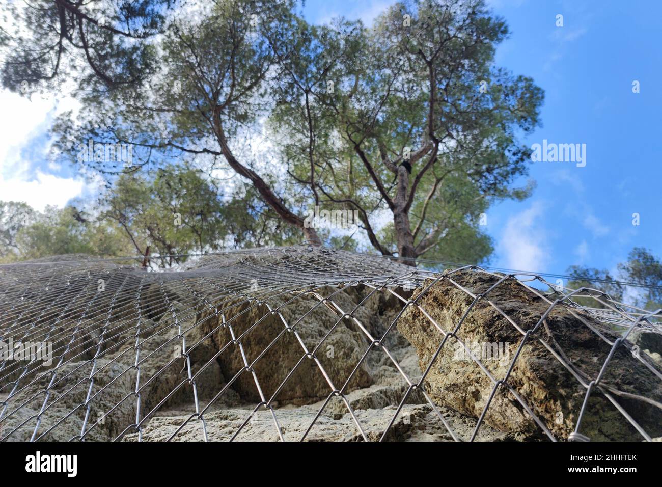 Steel net at slope hill for road protection hi-res stock photography ...