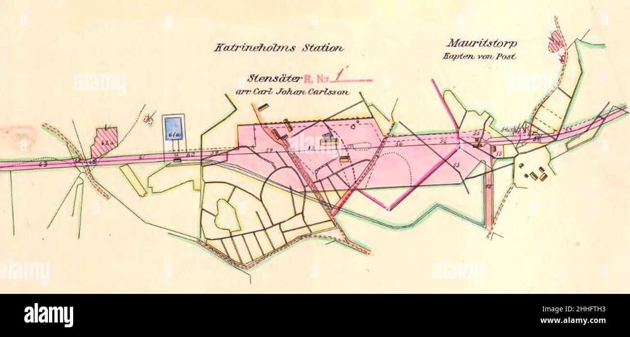 Stationsområdet Katrineholm 1861 Stock Photo - Alamy