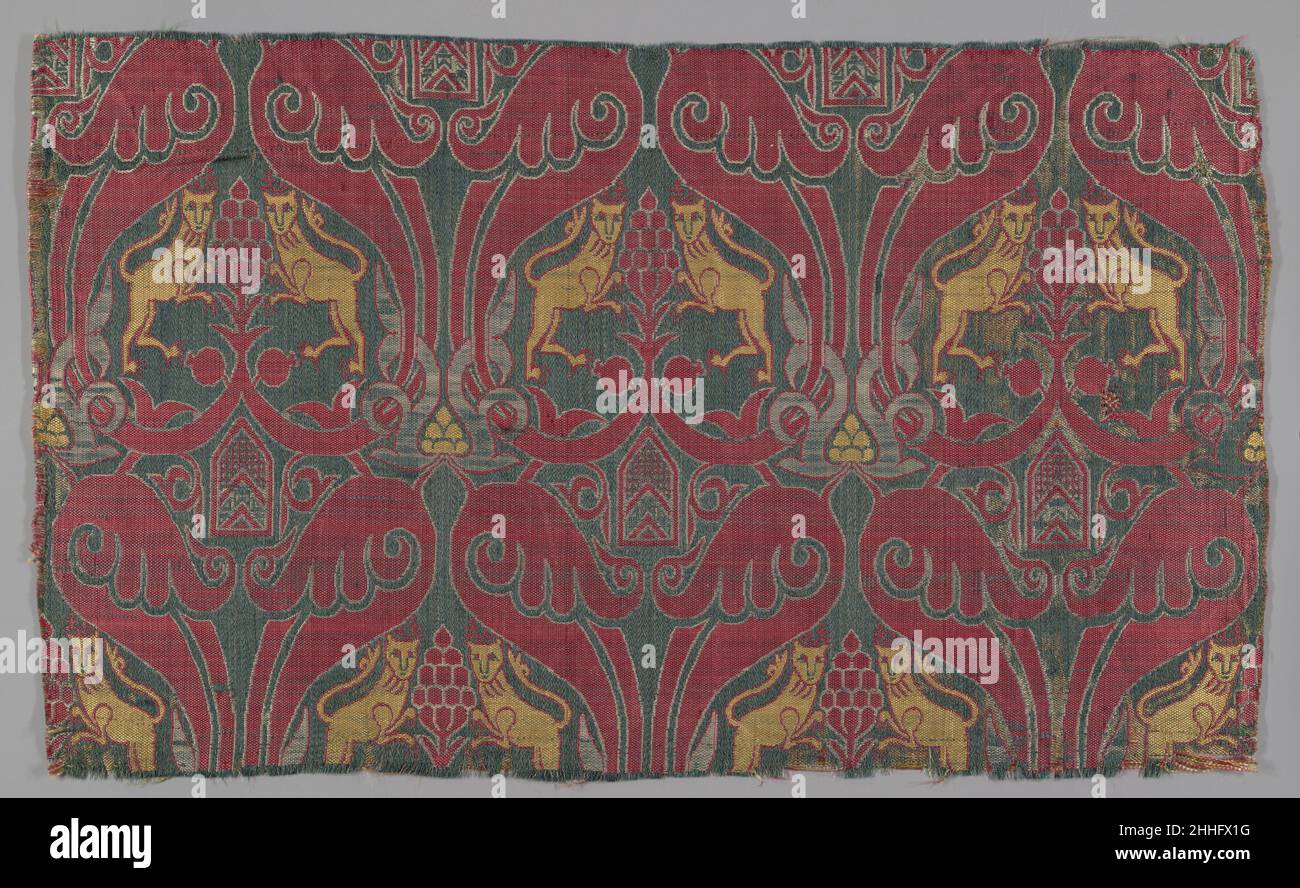 Textile Fragment 15th century This silk textile shows pairs of ...
