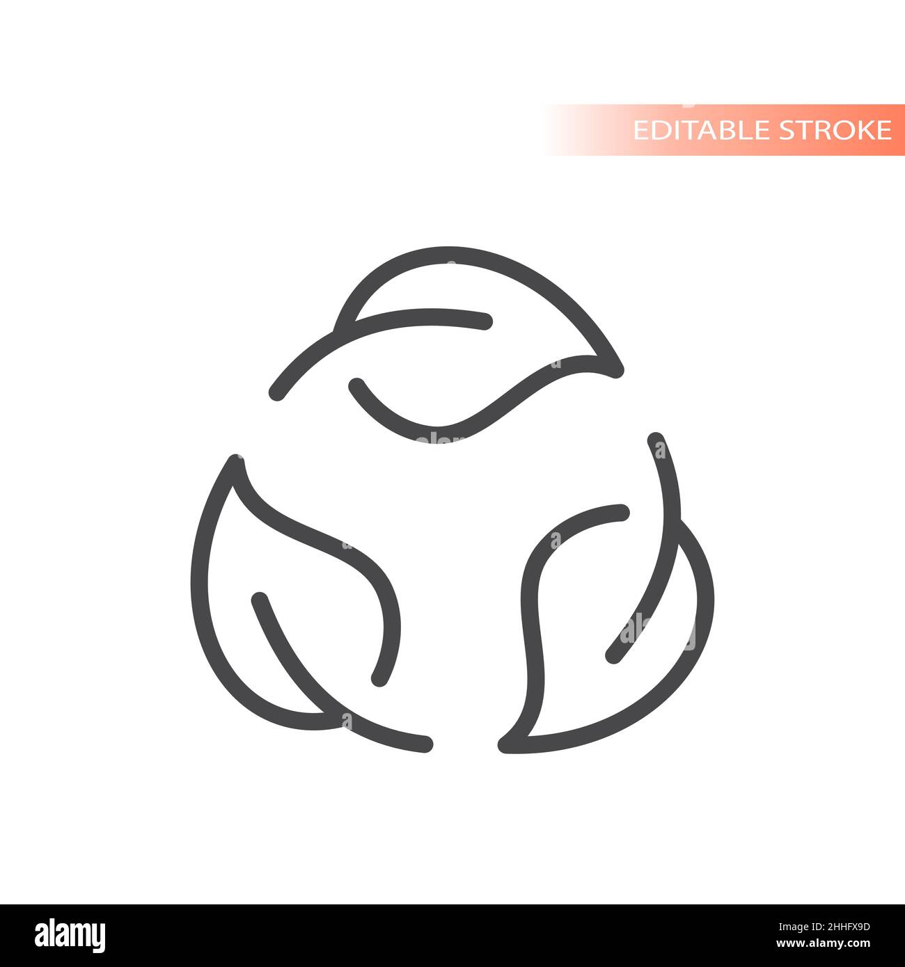Biodegradable or recycled outline icon. Leaf circle line vector symbol ...