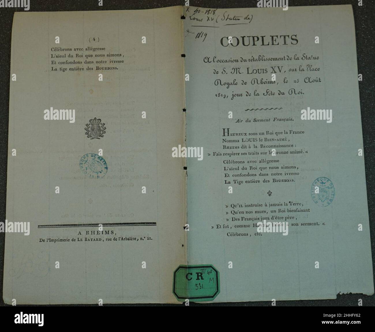 Statue de Louis XV à Reims 39392 Stock Photo - Alamy