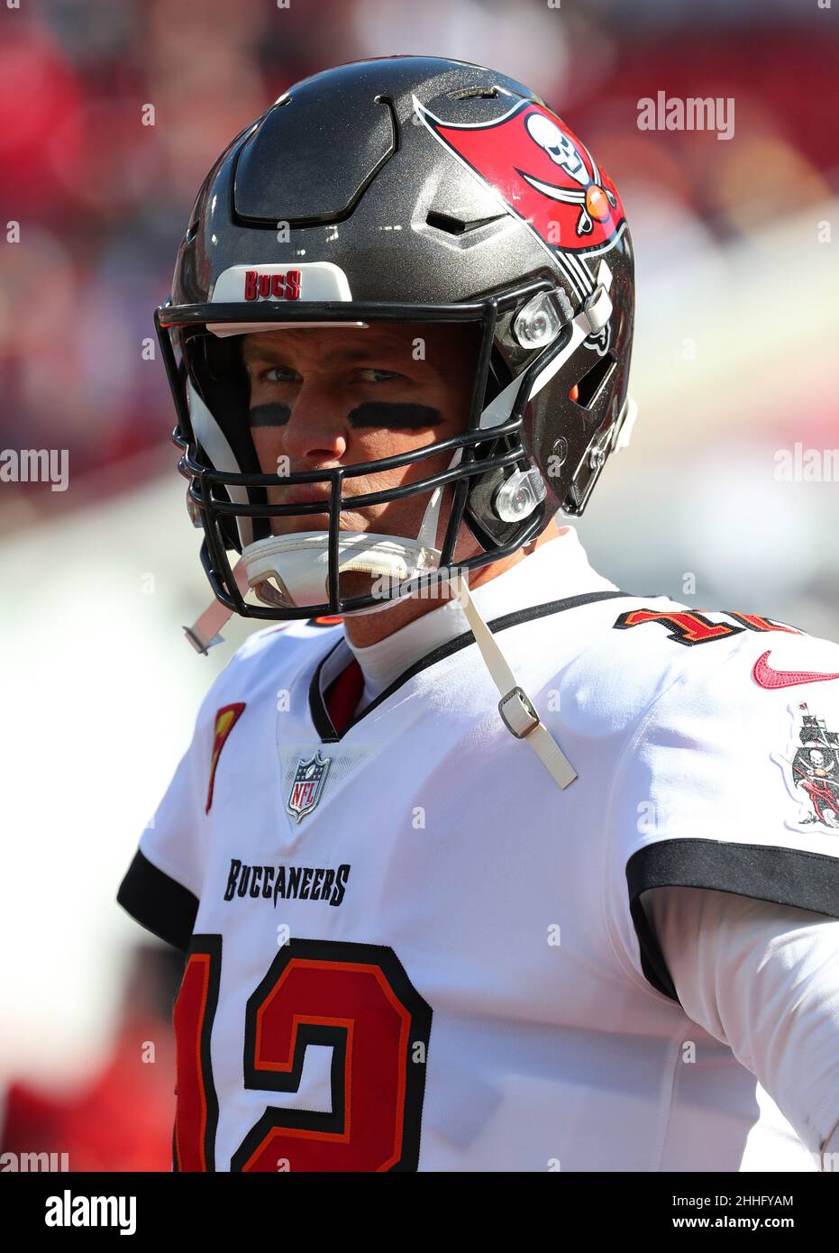 Jan 23, 2022; Tampa, FL USA; Tampa Bay Buccaneers quarterback Tom Brady ...